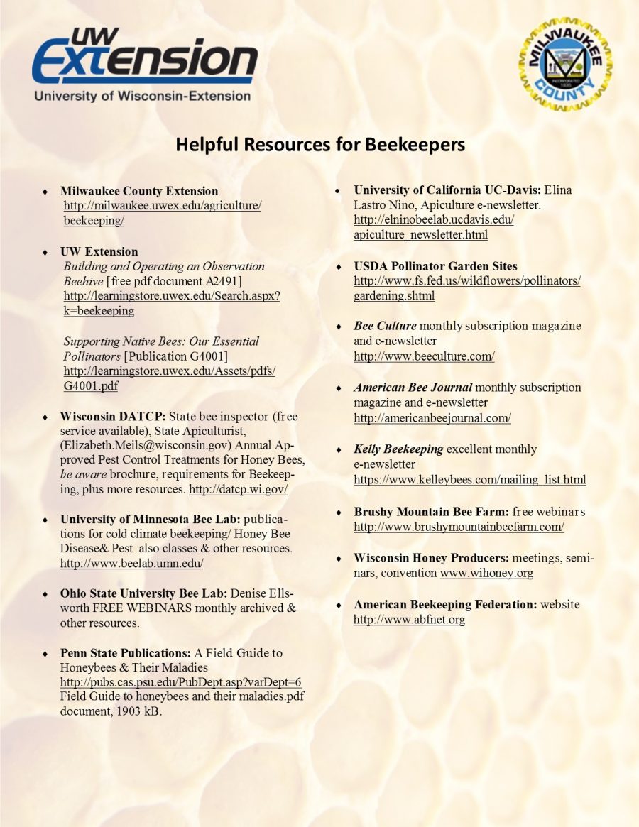 Helpful Resources for Beekeepers – Extension Milwaukee County